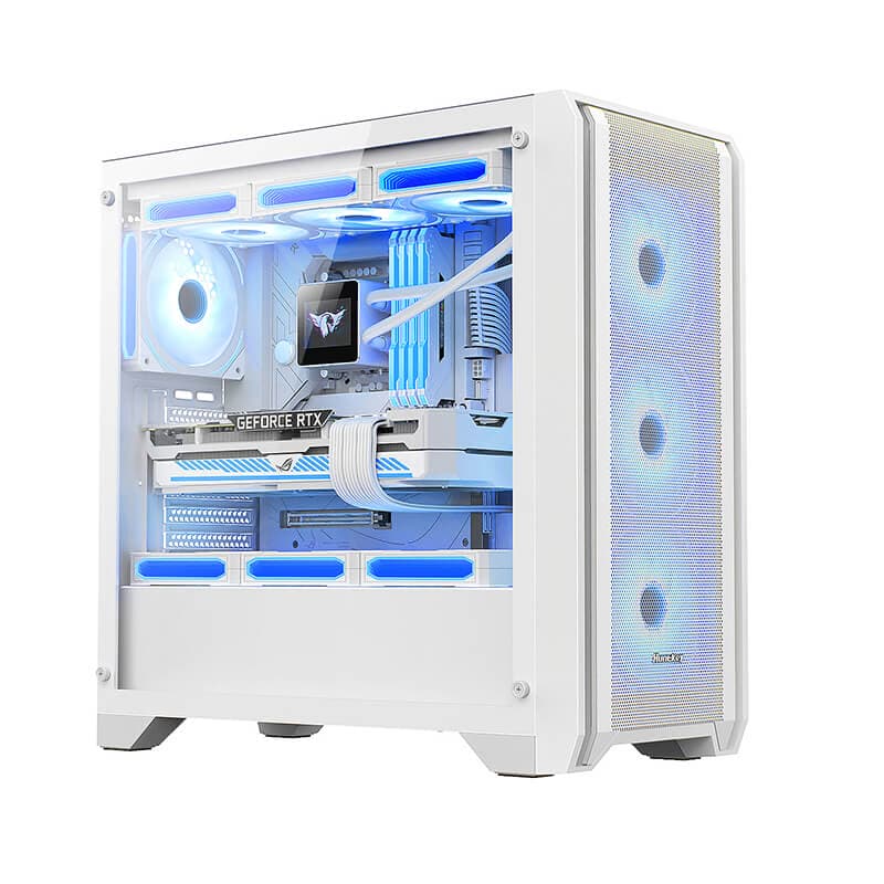 Huntkey GX750A (White) Mid Tower High Performace Airflow ATX Tempered ...