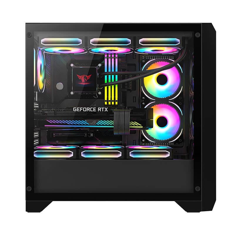 Huntkey GX750A (Black) Mid Tower High Performace Airflow ATX Tempered ...