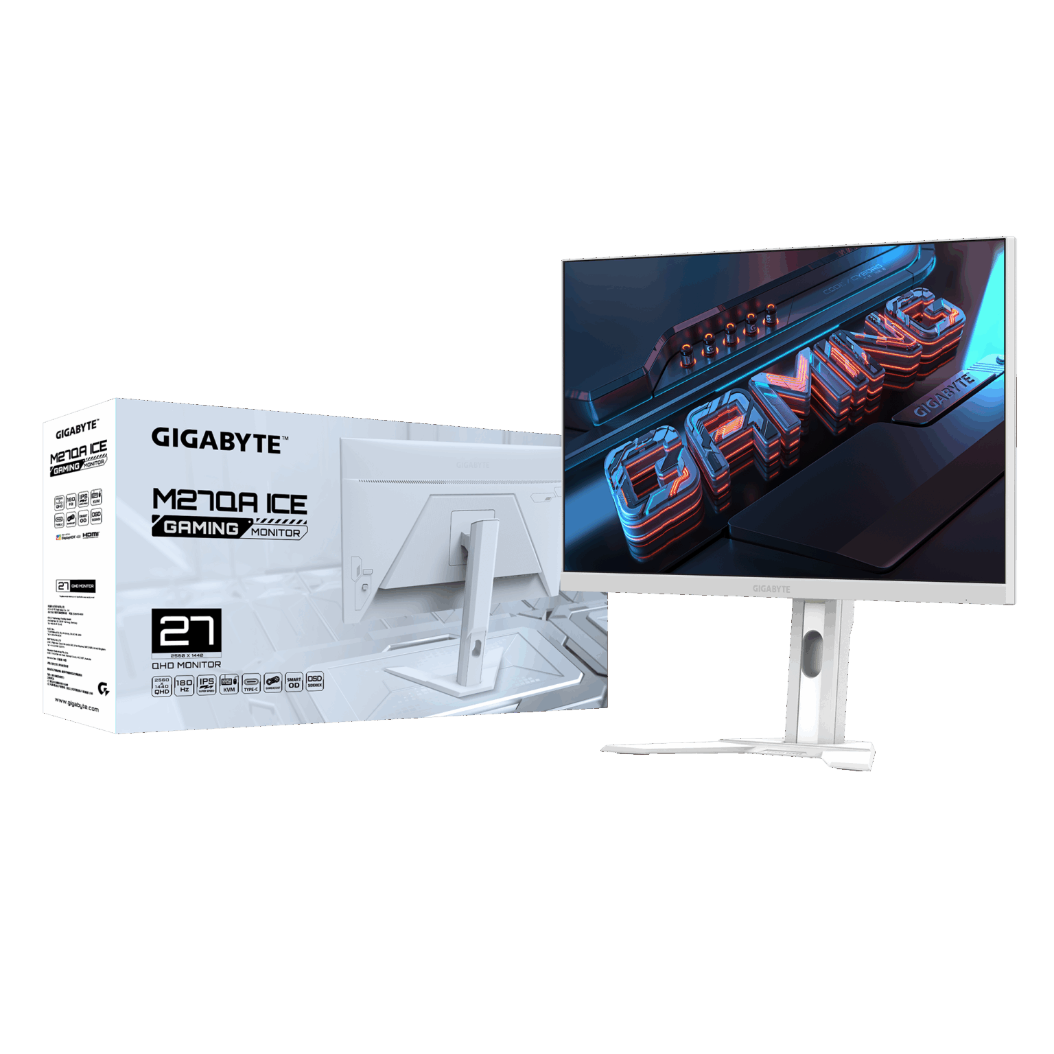 GIGABYTE M27QA ICE 27-inch QHD 2K Super Speed IPS 180Hz Gaming Monitor ...